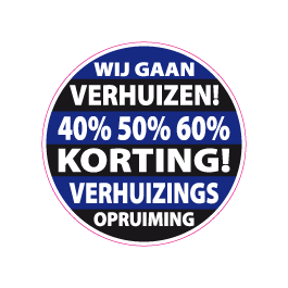 Etalagesticker verhuizings opruiming rond